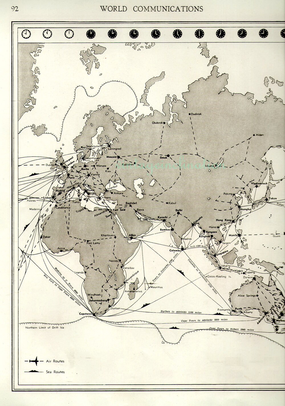 1949 Vintage Large World Map Sepia Map of the World - Etsy