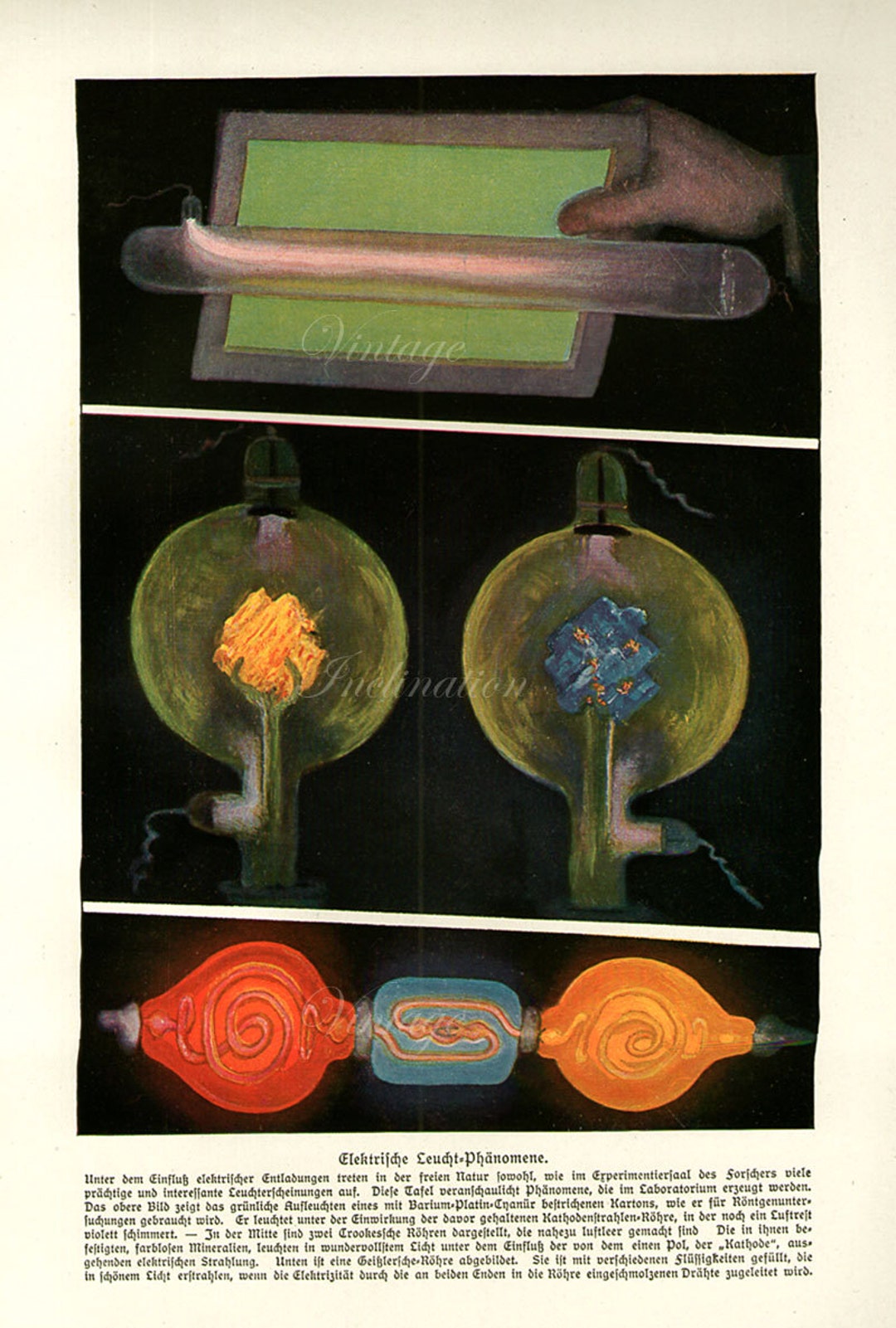 Antique Science Print, ELECTRIC LIGHT Electricity Chart 1902 Wall Art ...