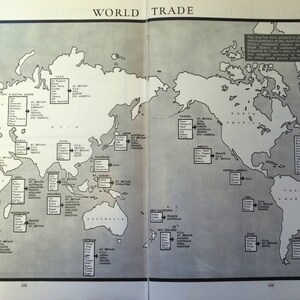 Antique WORLD TRADE Map 1940s ORIGINAL Map of the World - Etsy