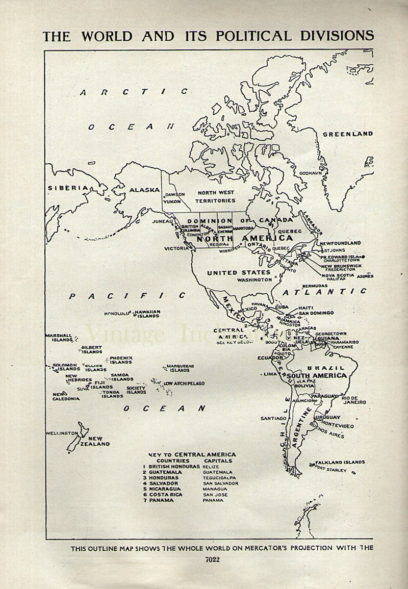 Vintage World Map Political 1950s Original - Etsy