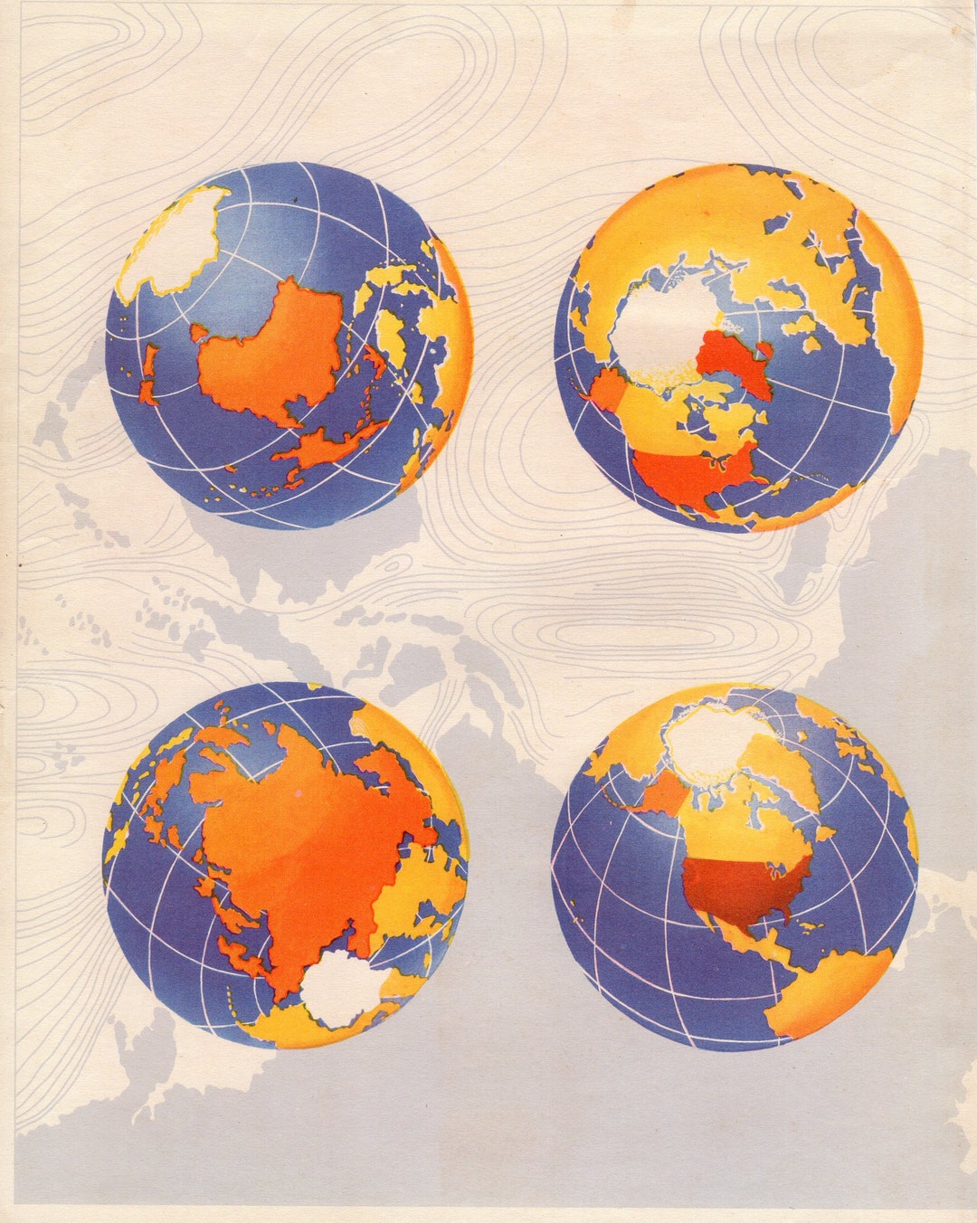 Vintage 4 WORLD GLOBES World Map 1940s - Etsy Australia
