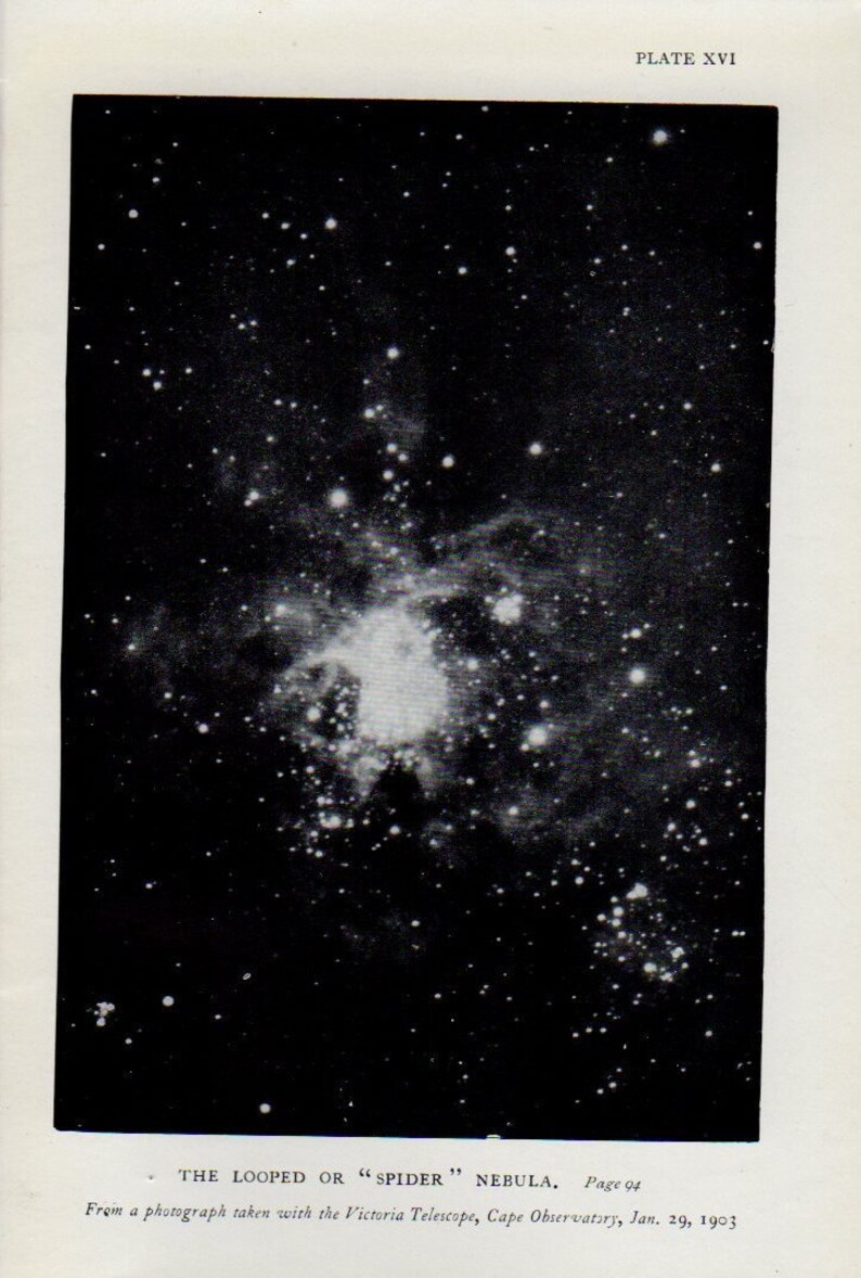 Vintage 1920 Antique SPIDER NEBULA Plate XVI Astronomy Planets Zodiac ...