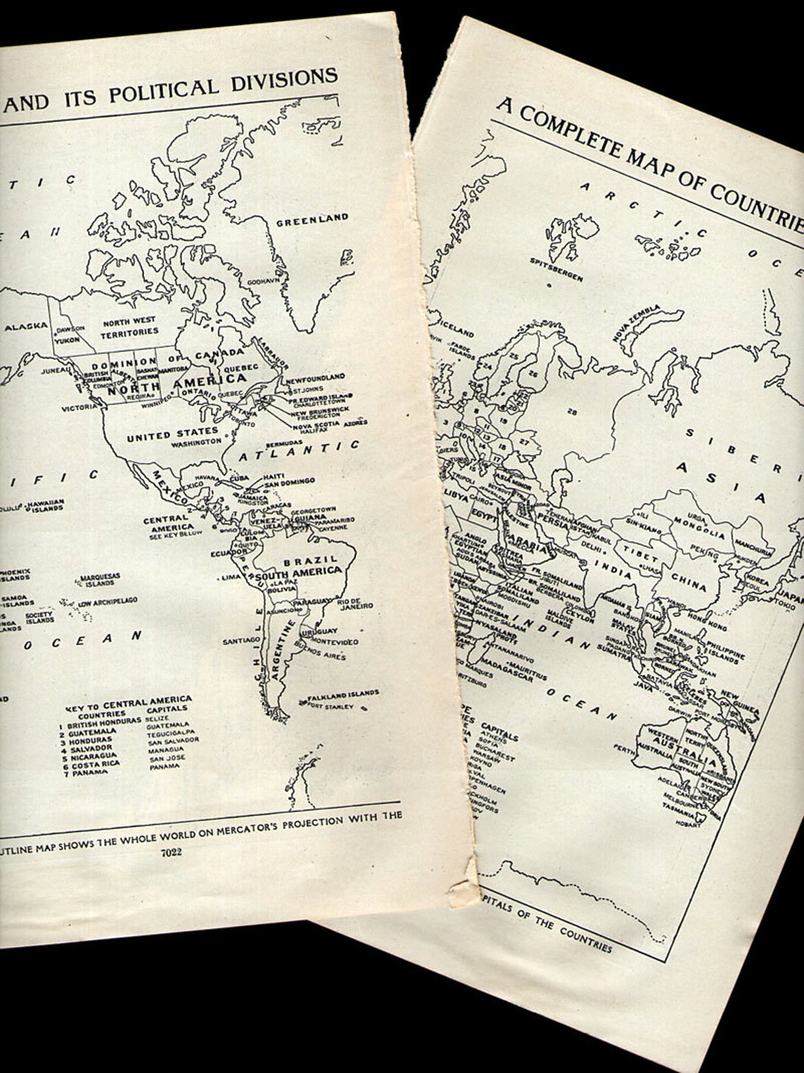 Vintage World Map Political 1950s Original - Etsy