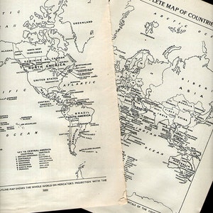 Vintage World Map Political 1950s Original - Etsy