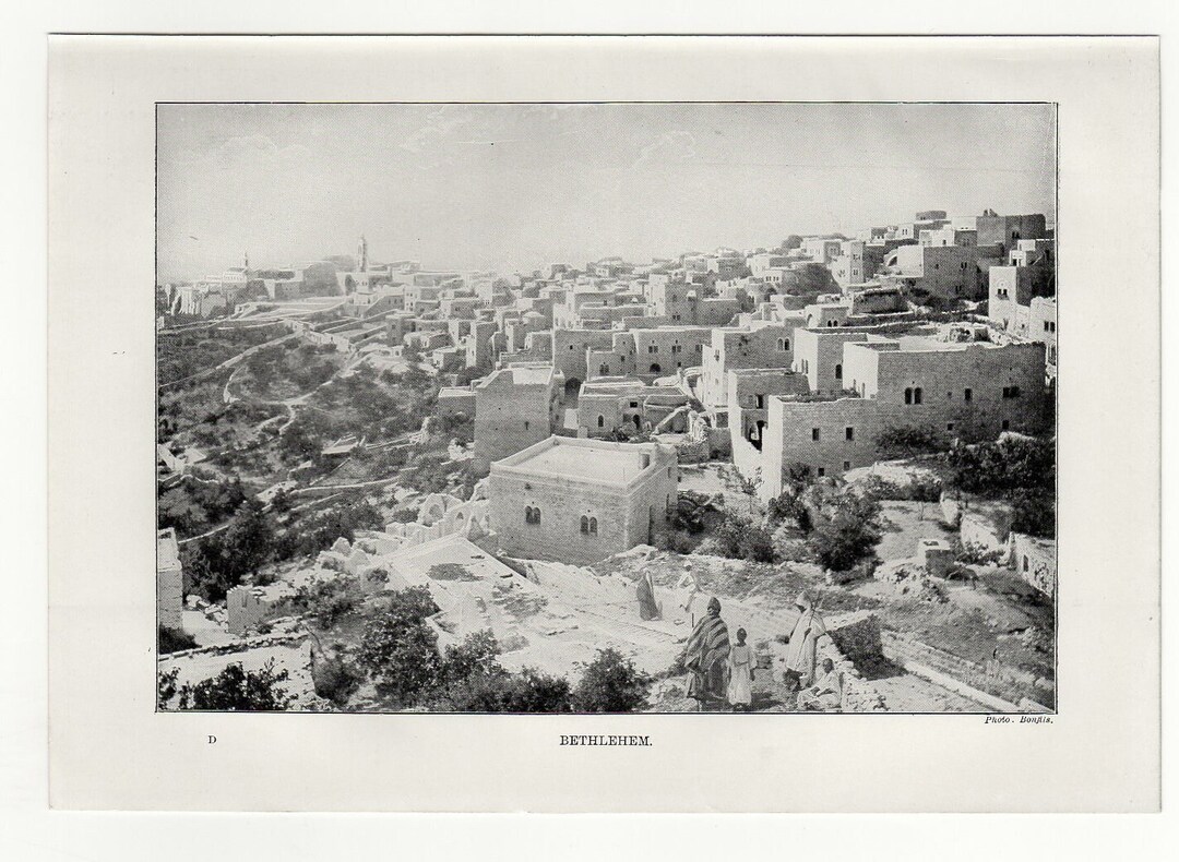 Antique Print, BETHLEHEM 1904 Holy Land Wall Art Vintage B/w Lithograph ...