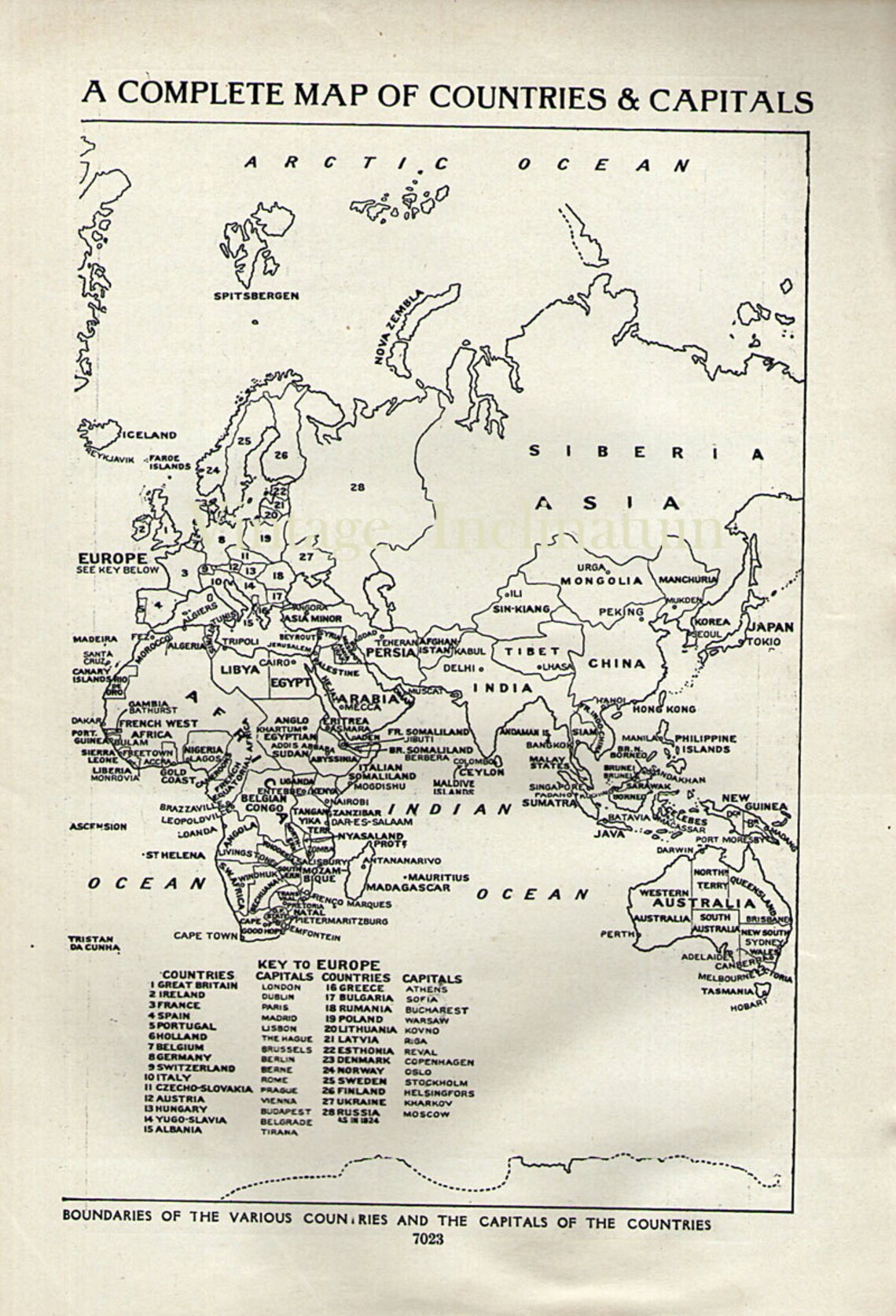Vintage World Map Political 1950s Original | Etsy