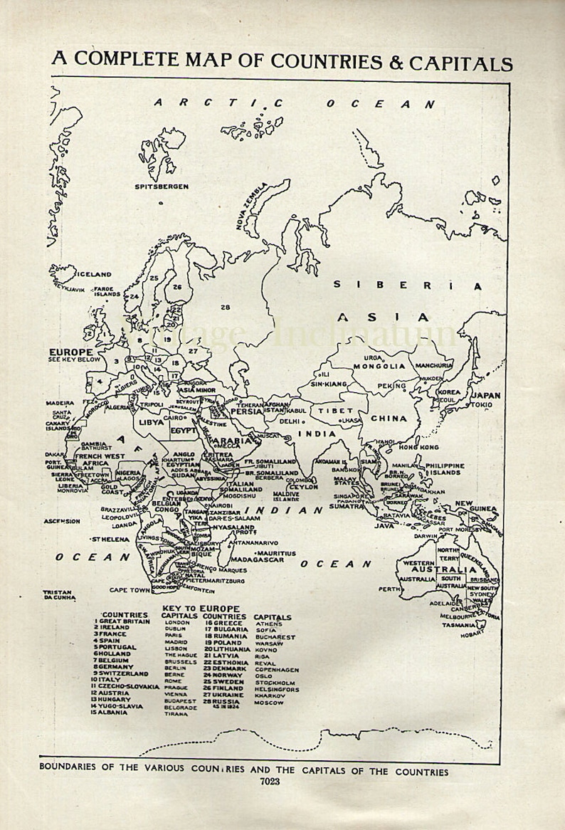 Vintage World Map Political 1950s Original - Etsy