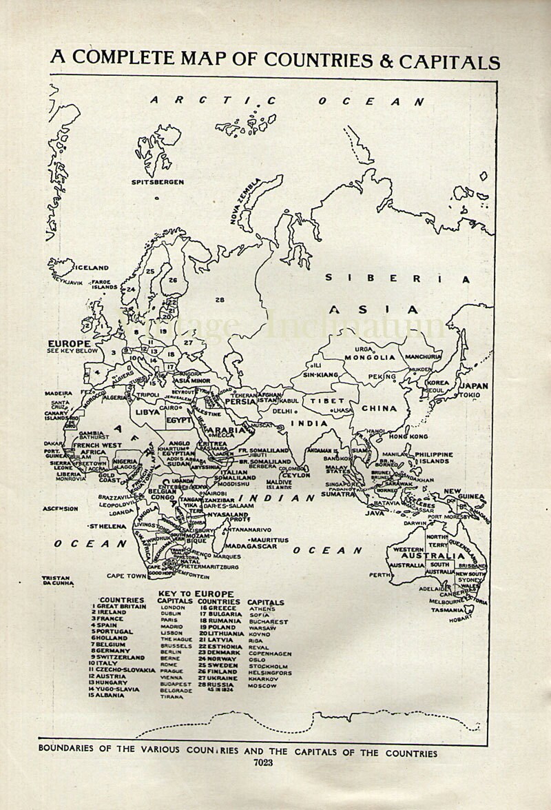 Vintage World Map Political 1950s Original - Etsy