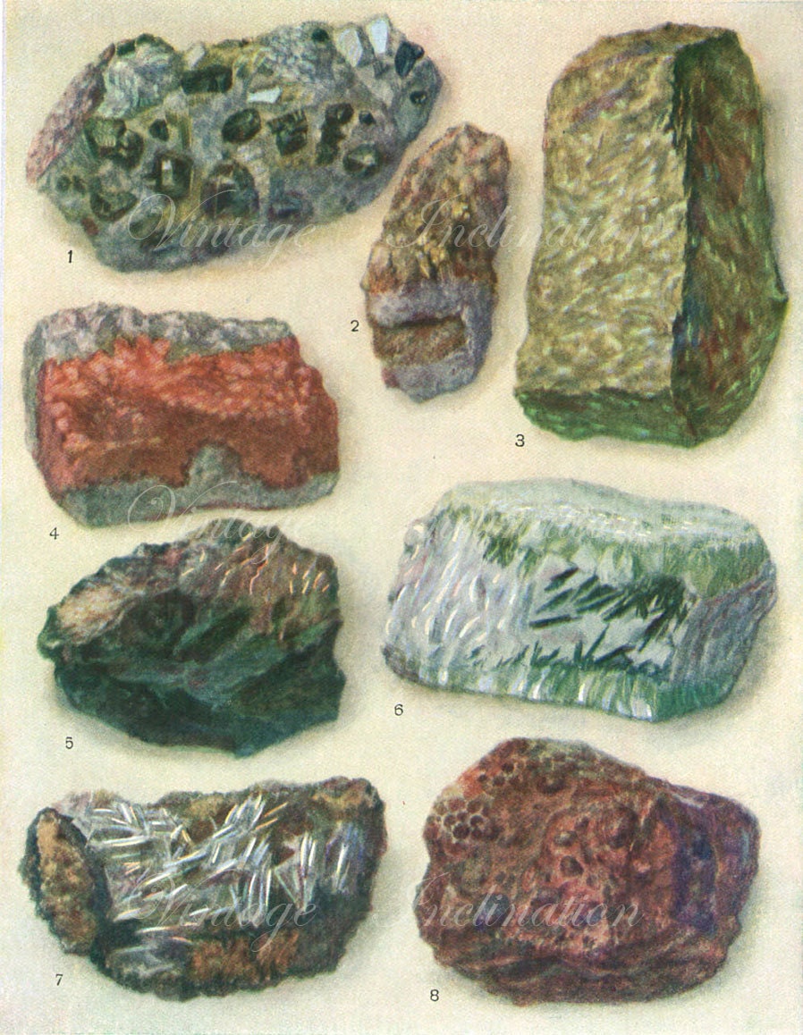 Vintage Minerals Print Antique Gems Precious Stones 1940s Print, Art ...