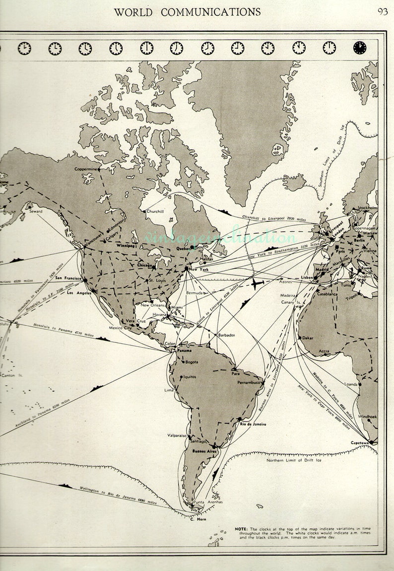 1949 Vintage Large World Map Sepia Map of the World - Etsy