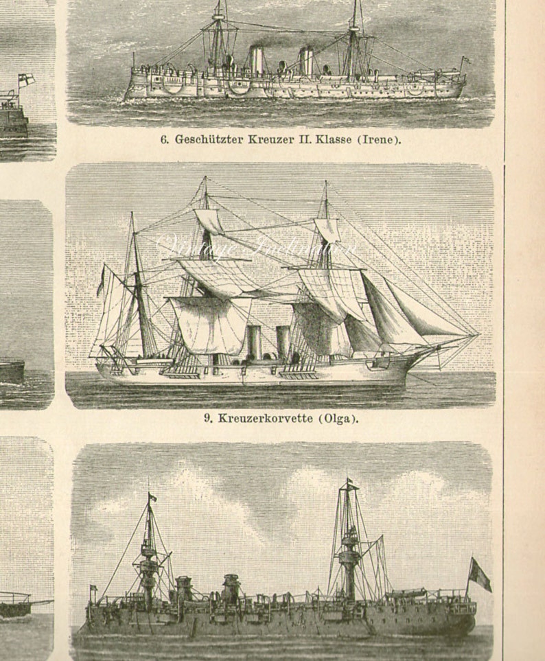 Antique Print SAILING SHIPS Chart 1904 Beautiful Wall Art - Etsy Australia