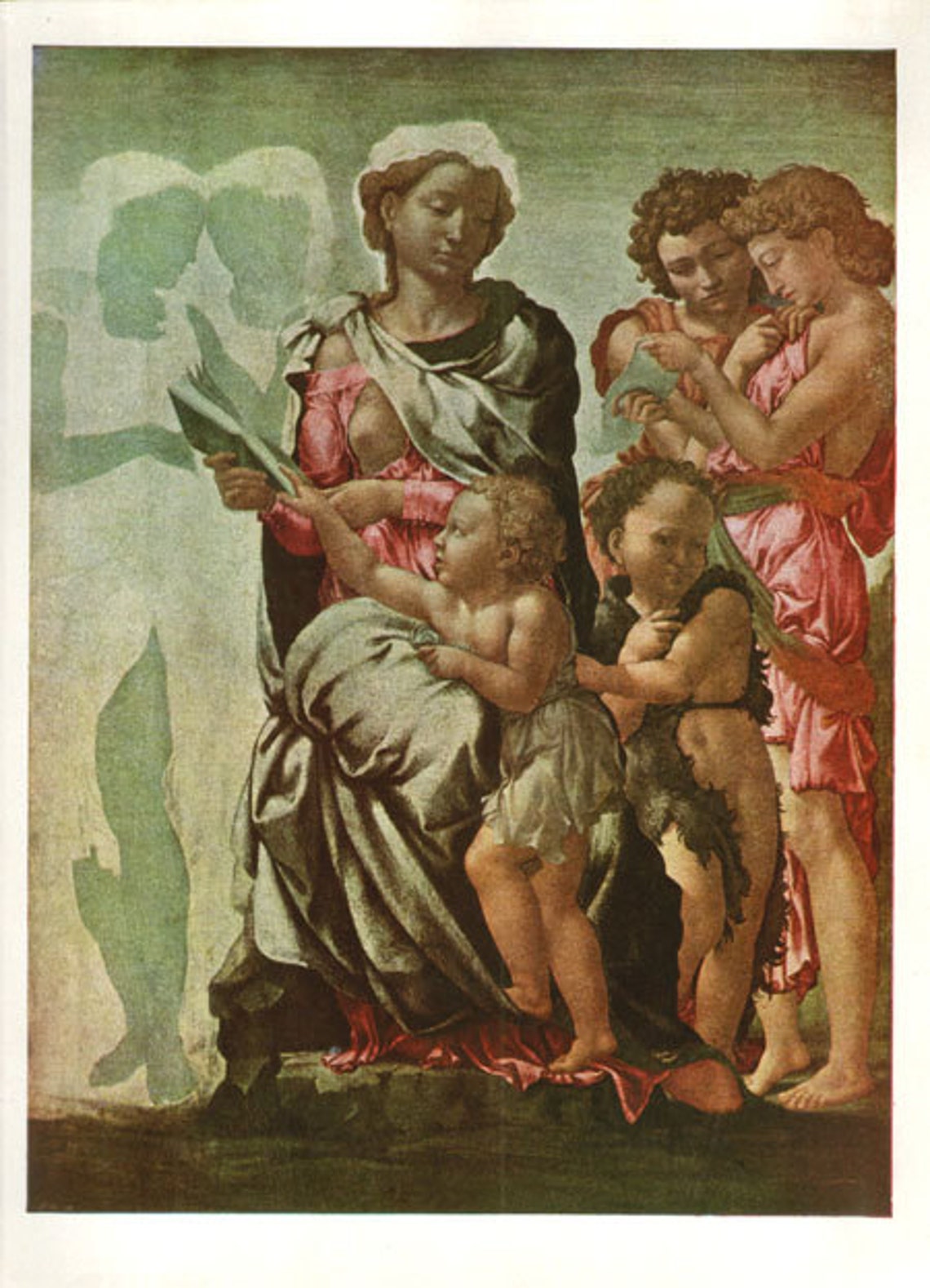 Antique Lithograph Print the Madonna Child St. John and - Etsy