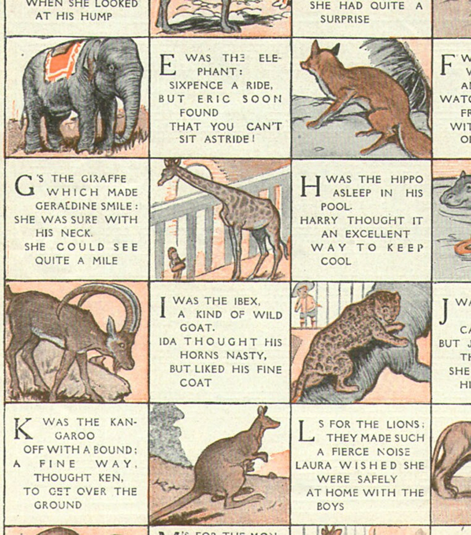 1920s Delightful Nursery ALPHABET Zoo CHART Book Plate ABC - Etsy