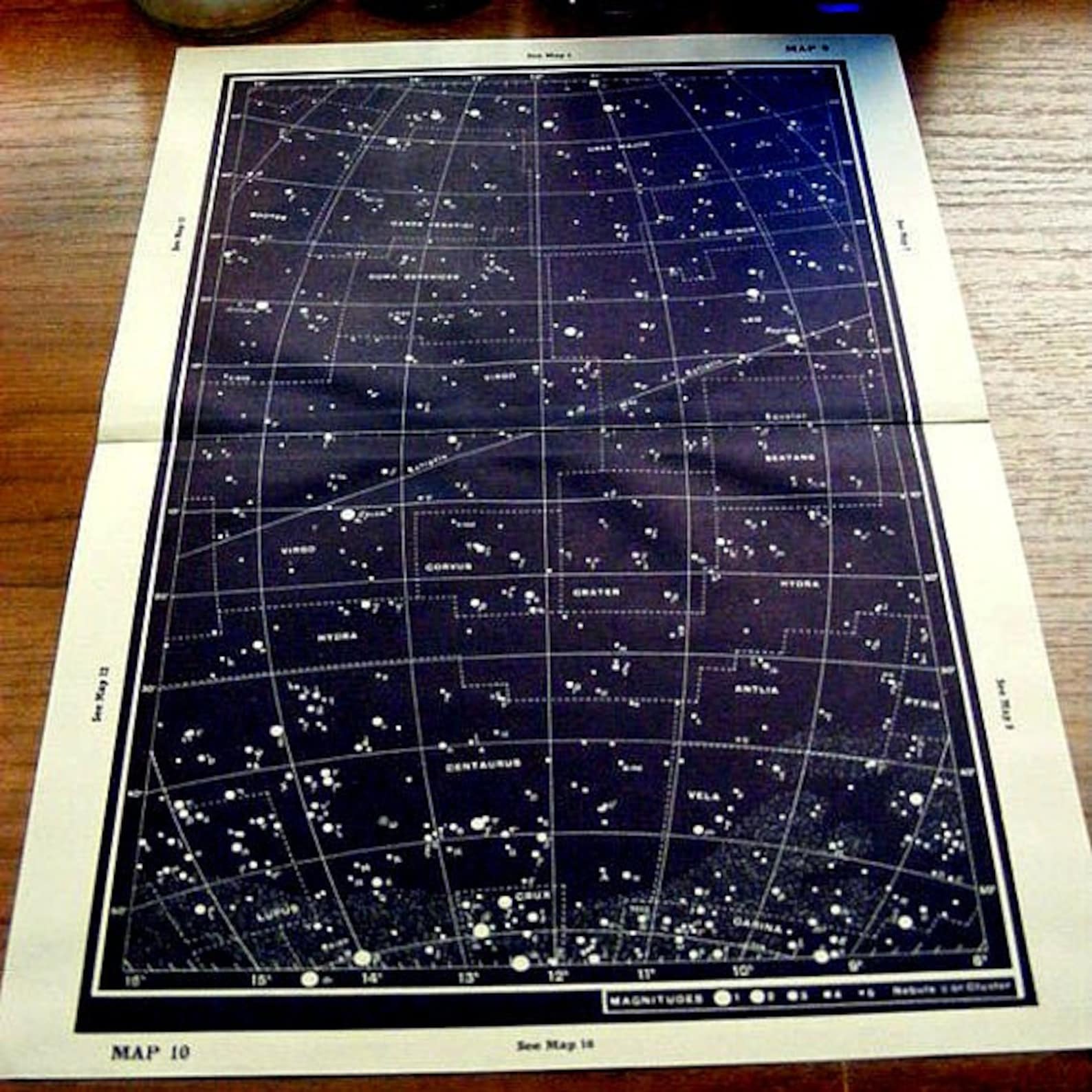 1950 Star Map, Leo Virgo Ursa Major Astronomy Star Atlas Map 9 10 ...