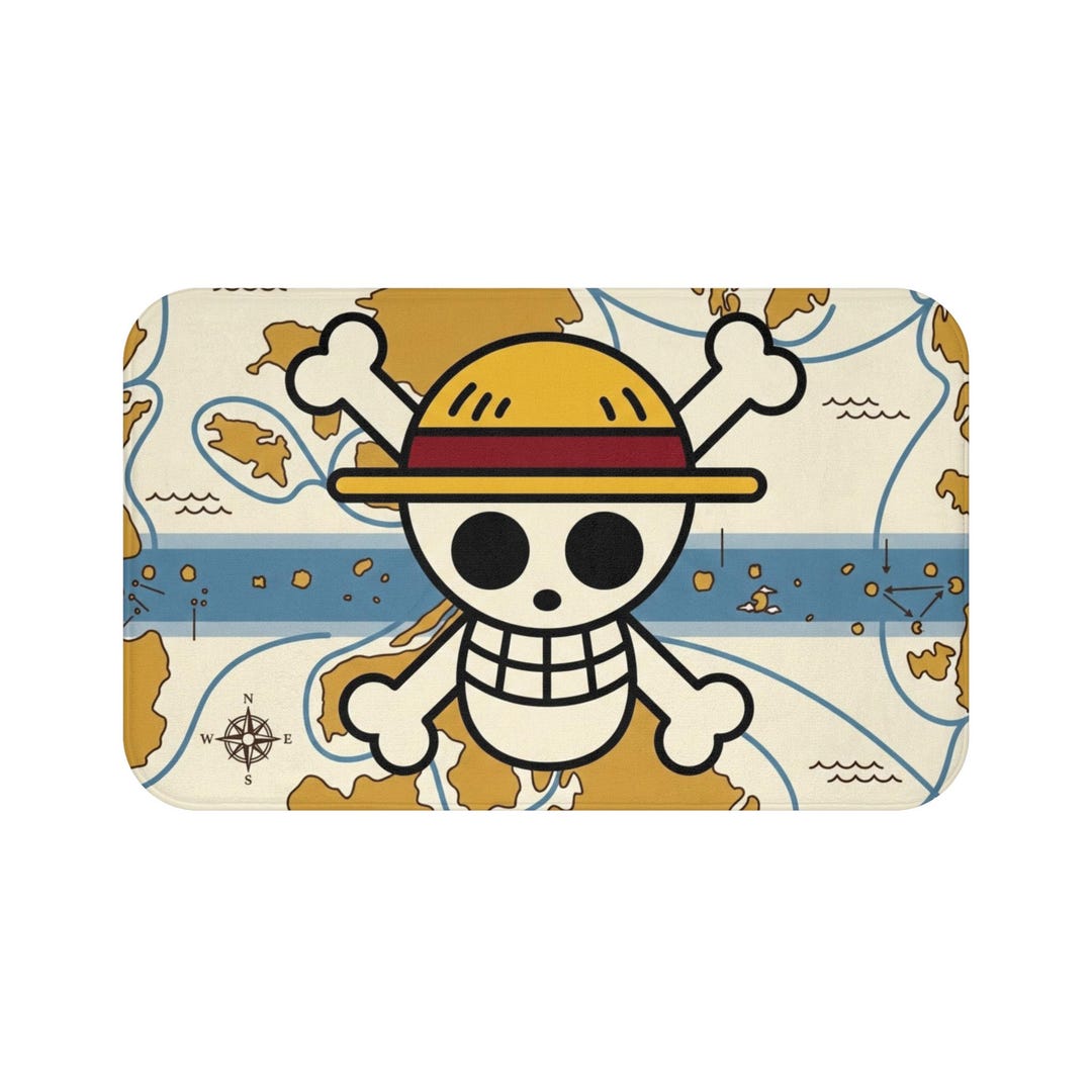 Straw Hat Skull Map Bath Mat | One Piece Luffy Bathroom Rug - Etsy UK
