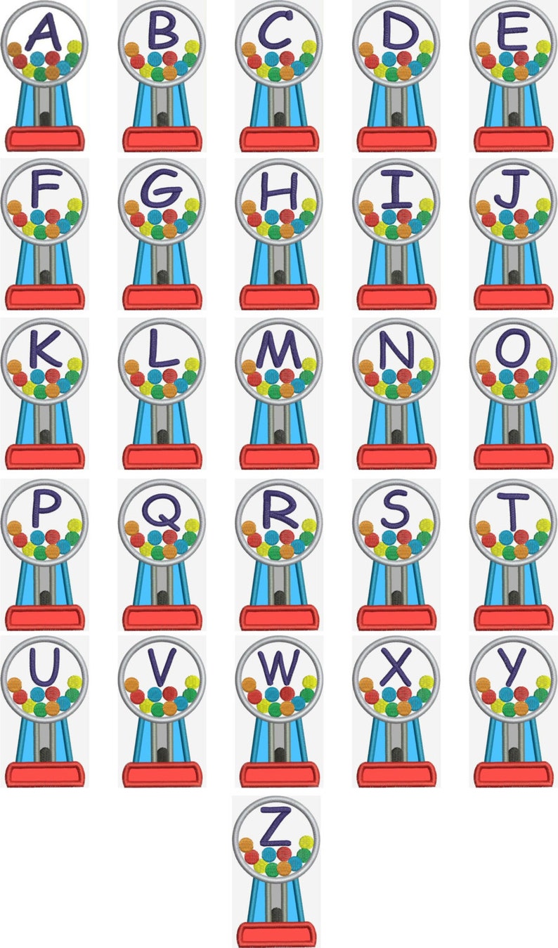 Bubble Gum Machine Applique Monogram Embroidery Design - Etsy