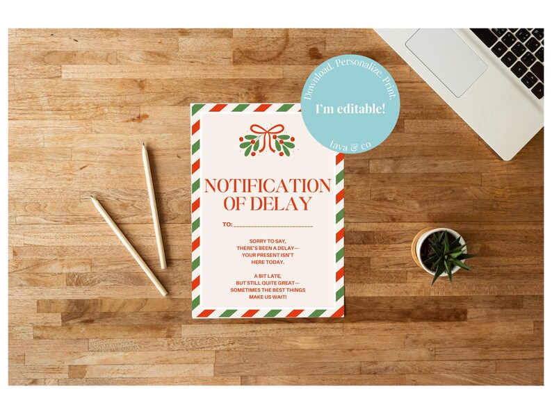 EDITABLE Delayed Gift Letter, Your Gift is on the Way - Etsy