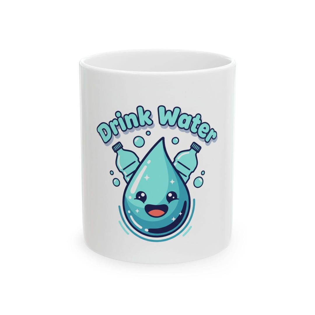 Drink Water Cute Water Drop Mug | Hydration Reminder Ceramic Mug - Etsy