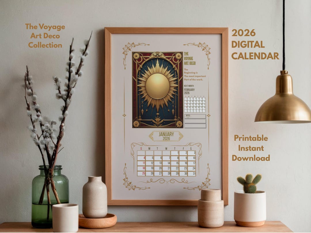 2026 Art Deco Calendar, 12 Monthly Printable Illustrations, Art Deco ...