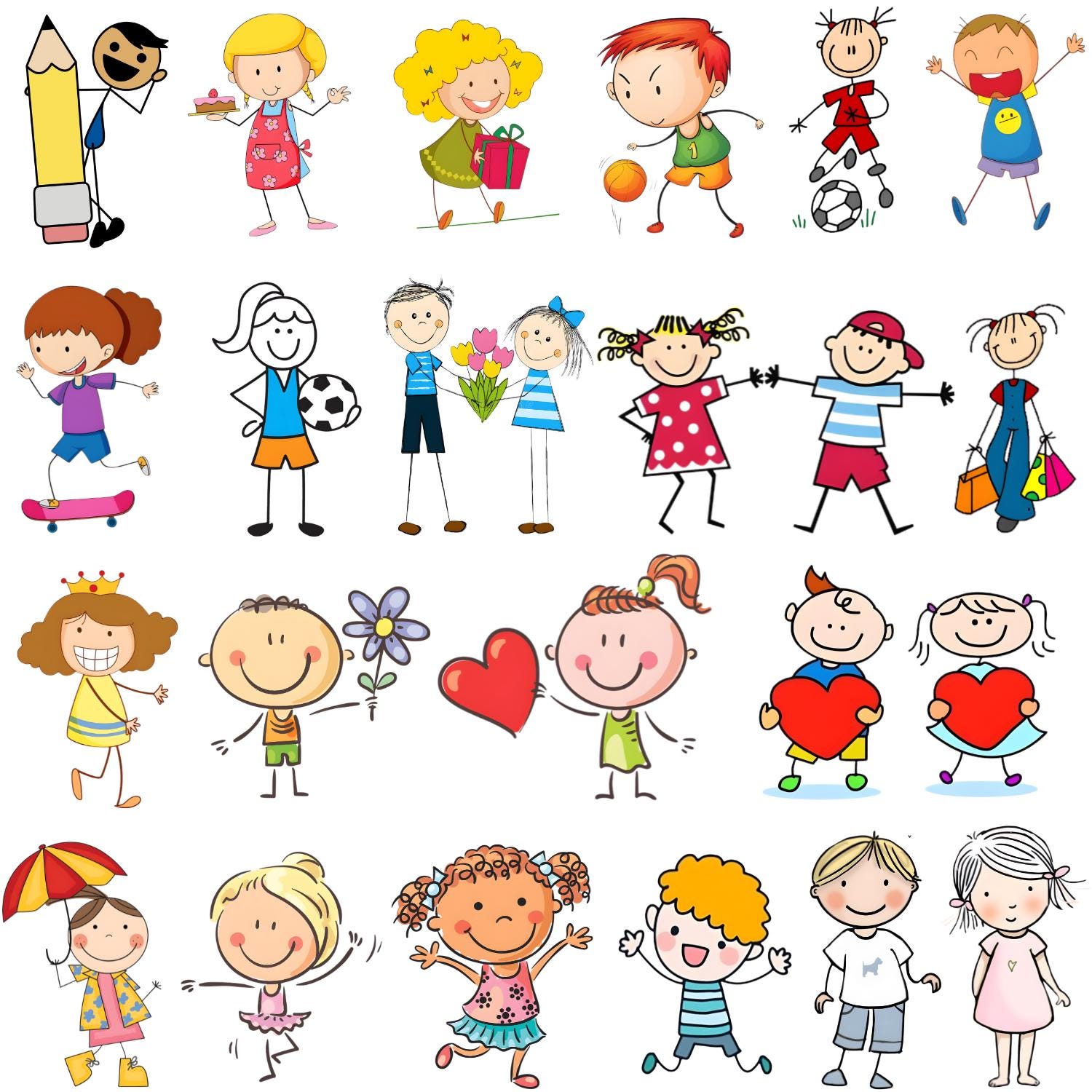 Stick Figure Clipart Bundle – 63 Stickman People ( PNG, JPG) - Etsy