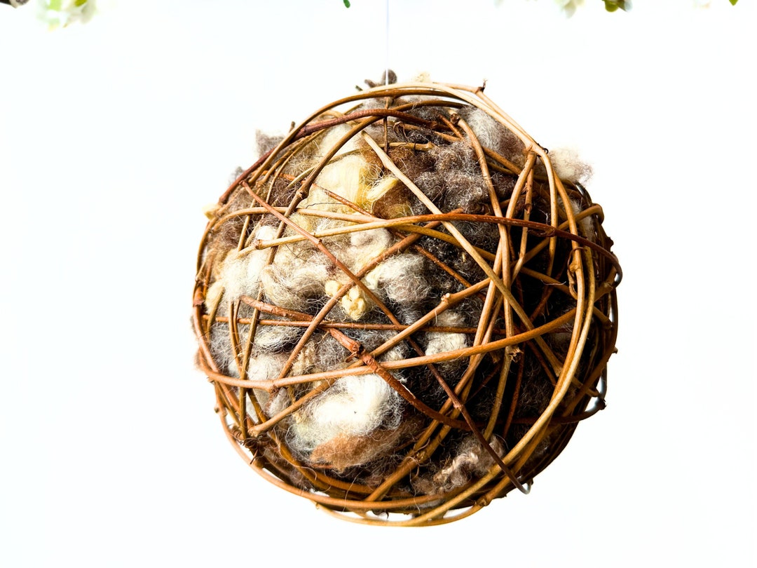 Wooly Bird Nesting Ball: Grapevine & Natural Wool Fiber - Etsy