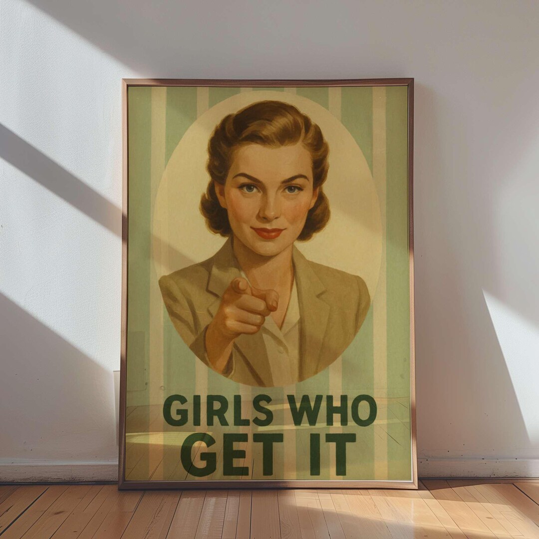 Girls Who Get It Poster – Bold Retro Feminist Statement Wall Art - Etsy