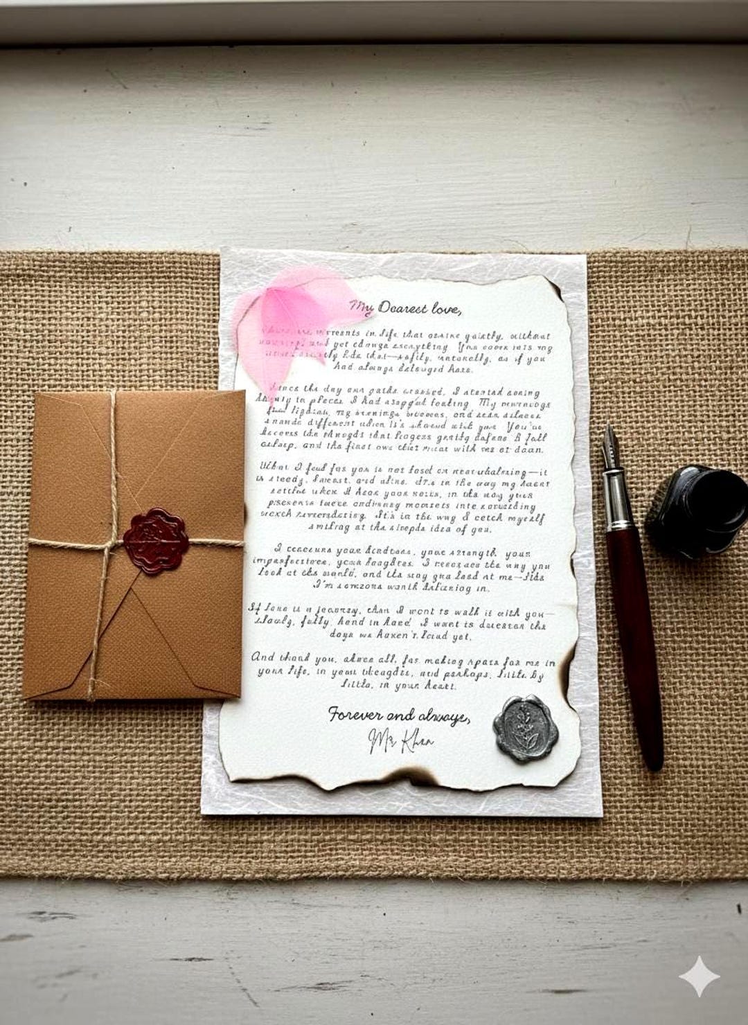 Custom Burn Edge Love Letter With Double Wax Seal | Personalised ...