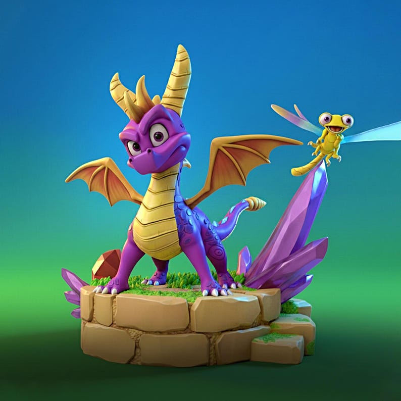Spyro the Dragon & Sparx STL 3D Print Model - Etsy