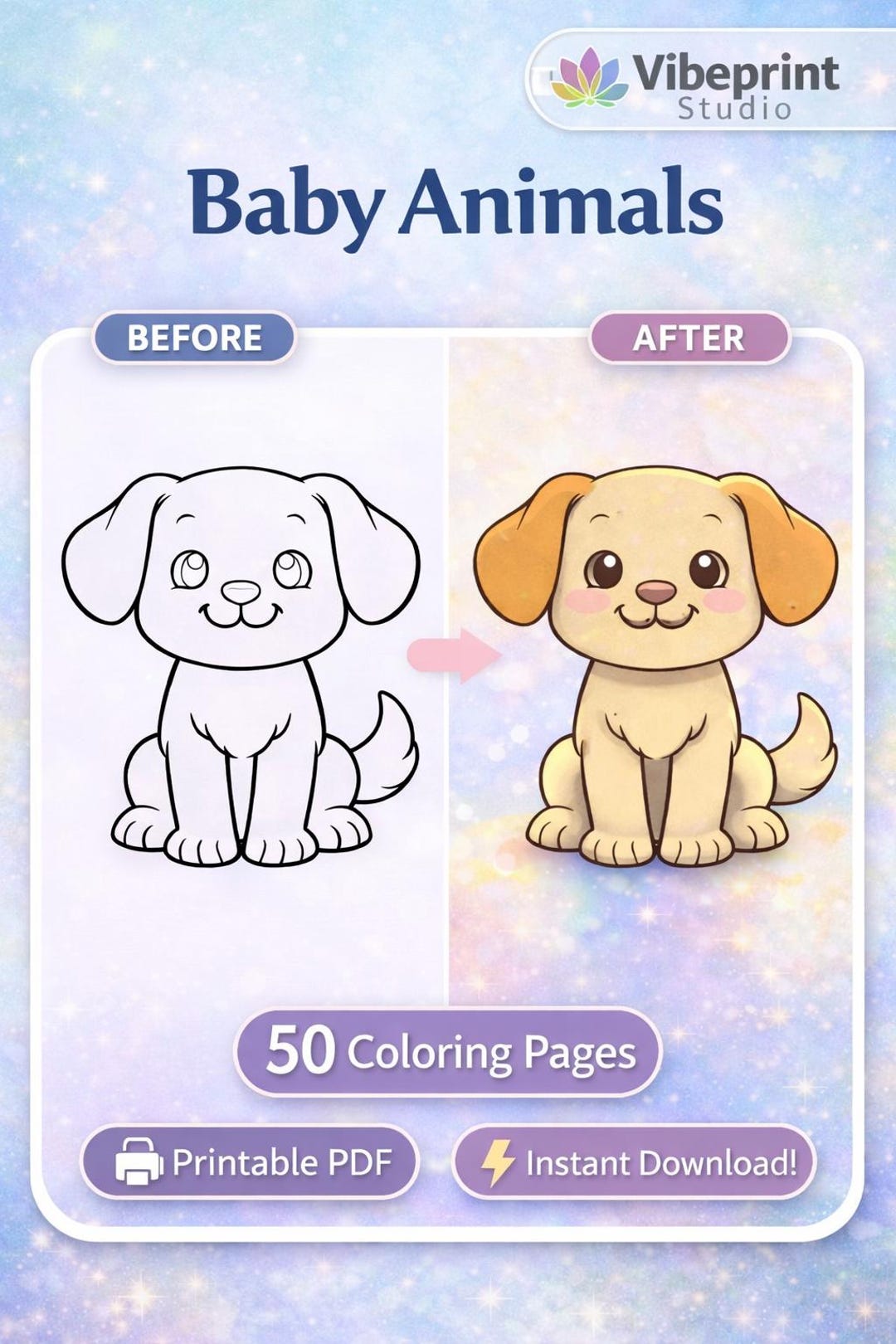 Toddler Coloring Pages Animals, Cute Animals Jumbo Book, 50 Big Simple ...