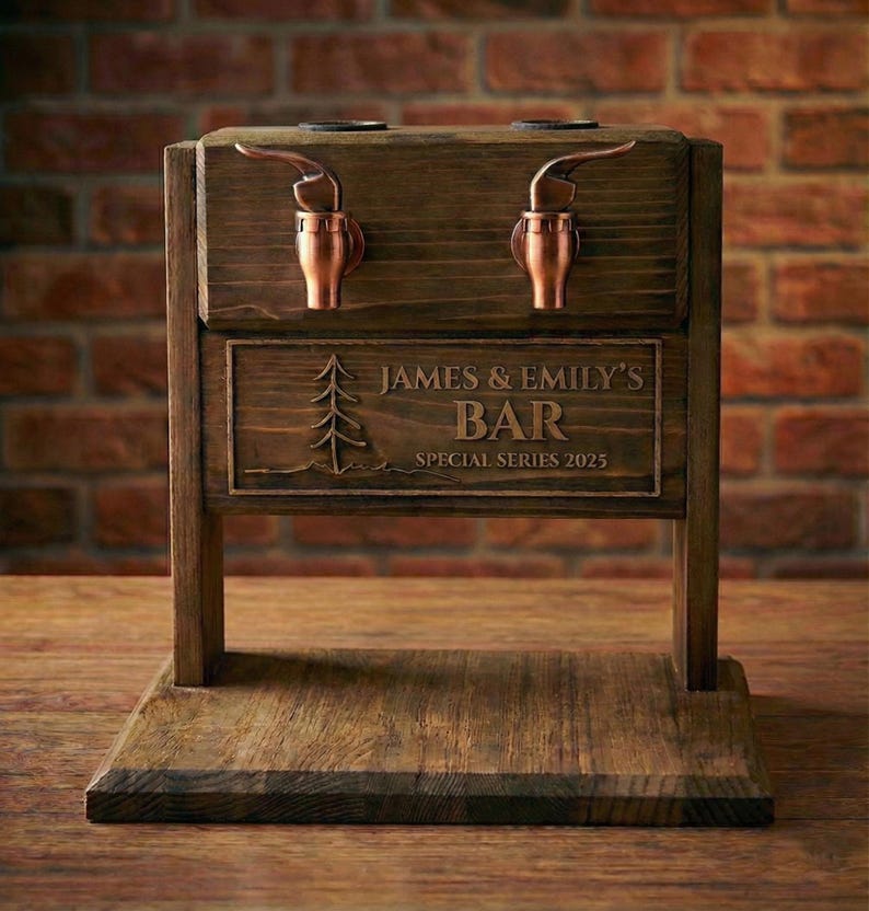 Personalized Drink Dispenser Wooden Stand Custom Name Gift for Him Home ...