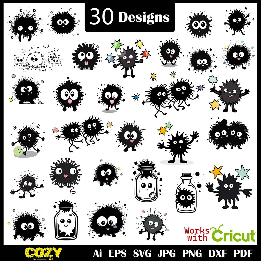 30 Chibi Soot Dancer Svg, Sprites Cliparts, Soot Balls, Sprites Candy ...