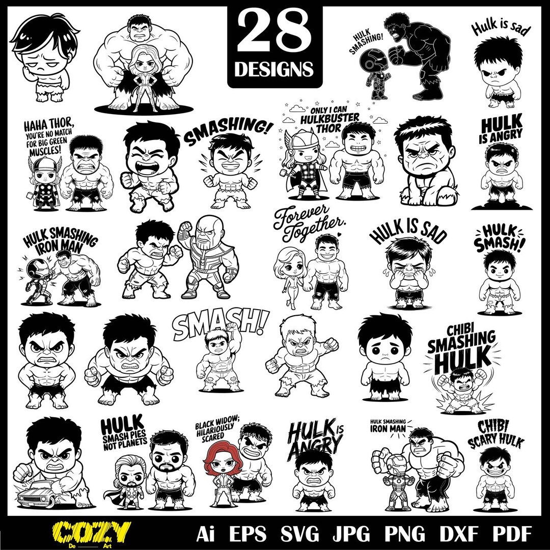 Chibi Hulk SVG, Baby Superhero Svg Bundle, Cute Superheroes League ...