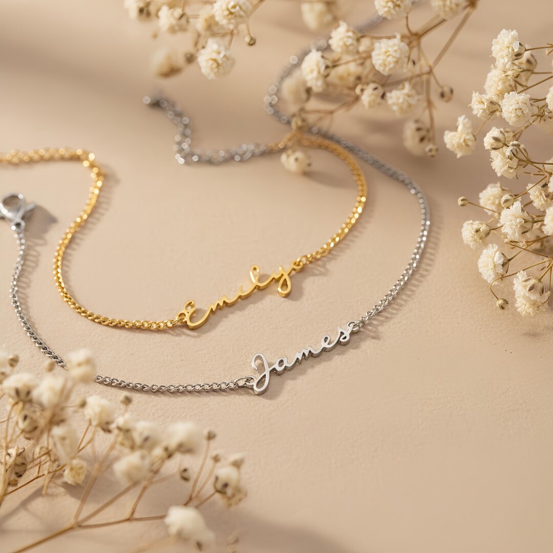Your Story Your Name: Personalized Script Bracelet in Gold | Artisan ...