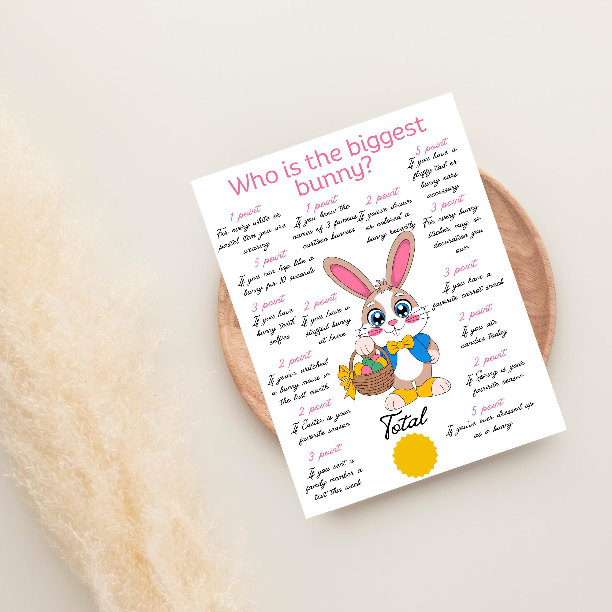 Who is the Biggest Bunny Game, Easter Game, Easter Game Trivia, Easter ...
