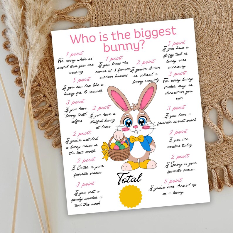 Who is the Biggest Bunny Game, Easter Game, Easter Game Trivia, Easter ...