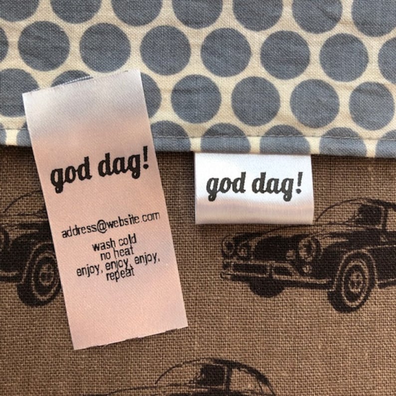 50 Small Business Custom 1" or 1 3/4" Folded Clothing Label Care Hang ...