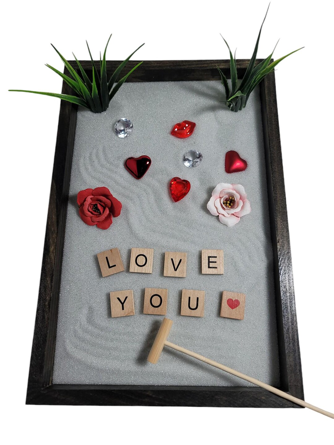 Love Themed Zen Garden Desktop Sand Garden, Romantic Stress Relief Desk ...