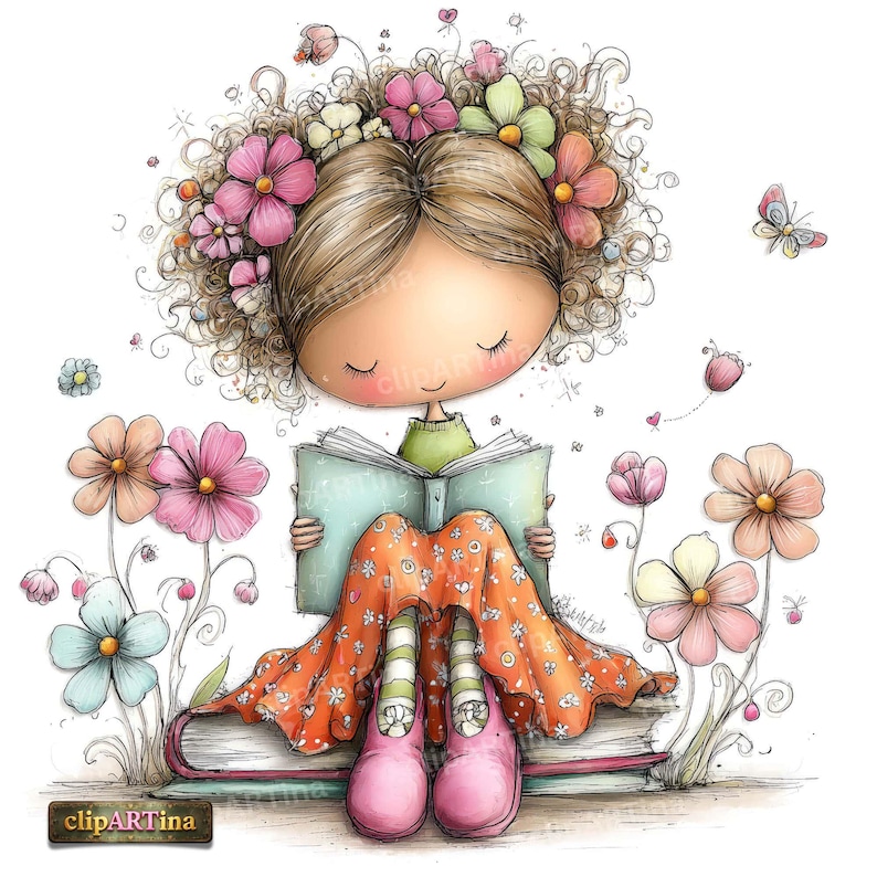 15 JPG Spring Girl Clipart Bundle – Cute Whimsical Pastel Watercolor ...