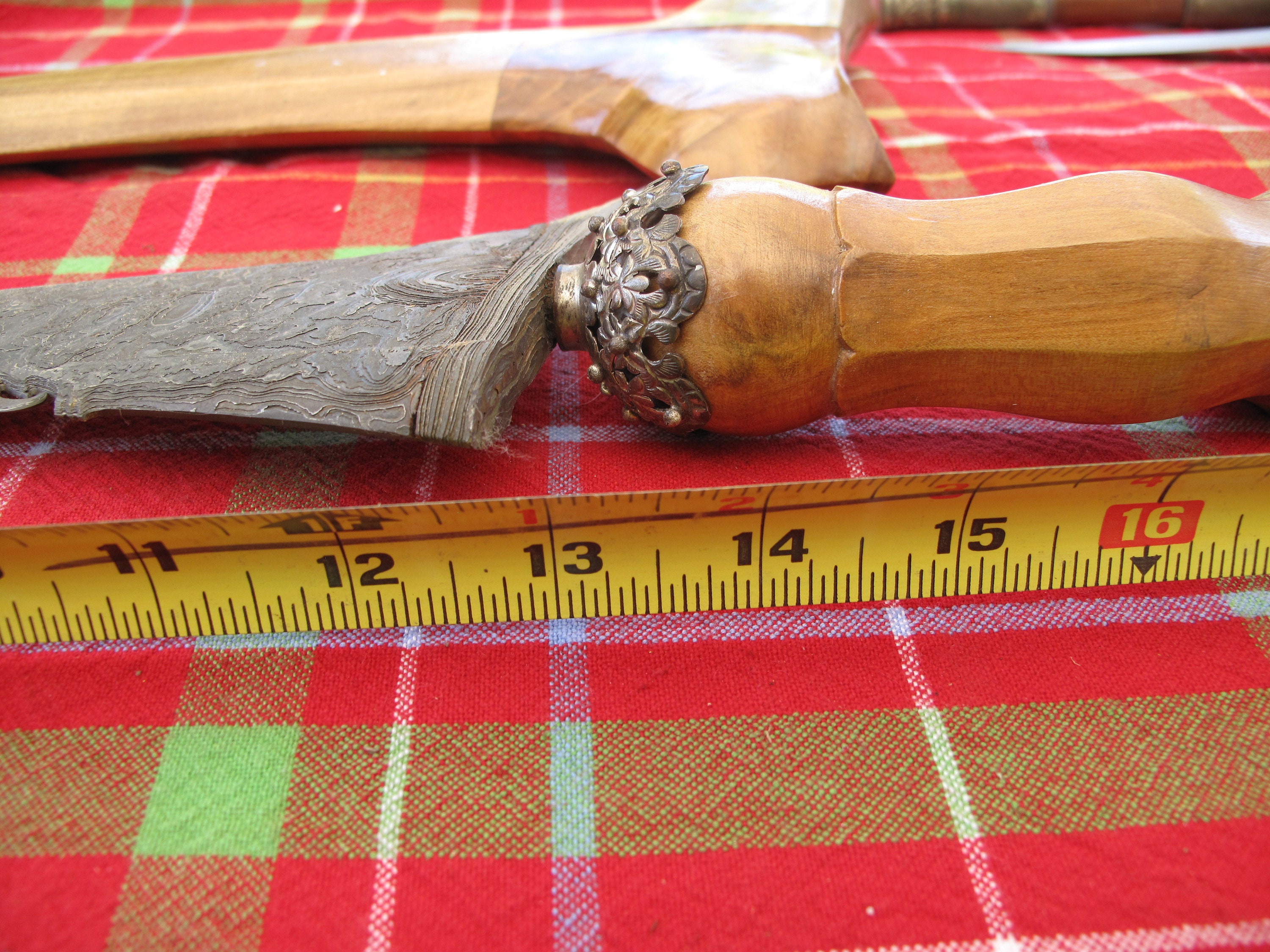 Old Kris Knife With a Hand Forged Damascus Spatulate Blade 13 Inch ...