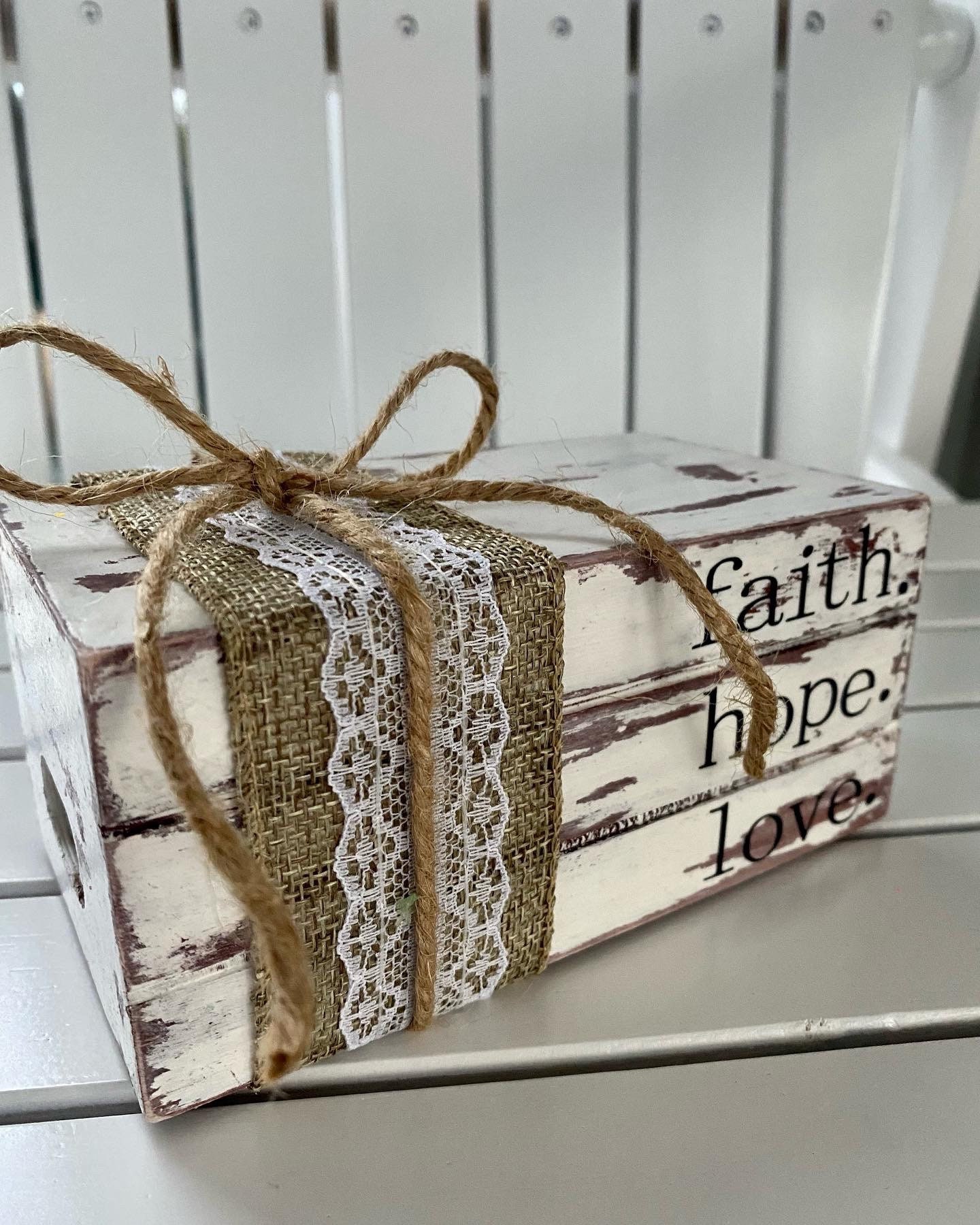 Book Stack Faith Hope Love Rustic Farmhouse Decor Wood Display Gift - Etsy