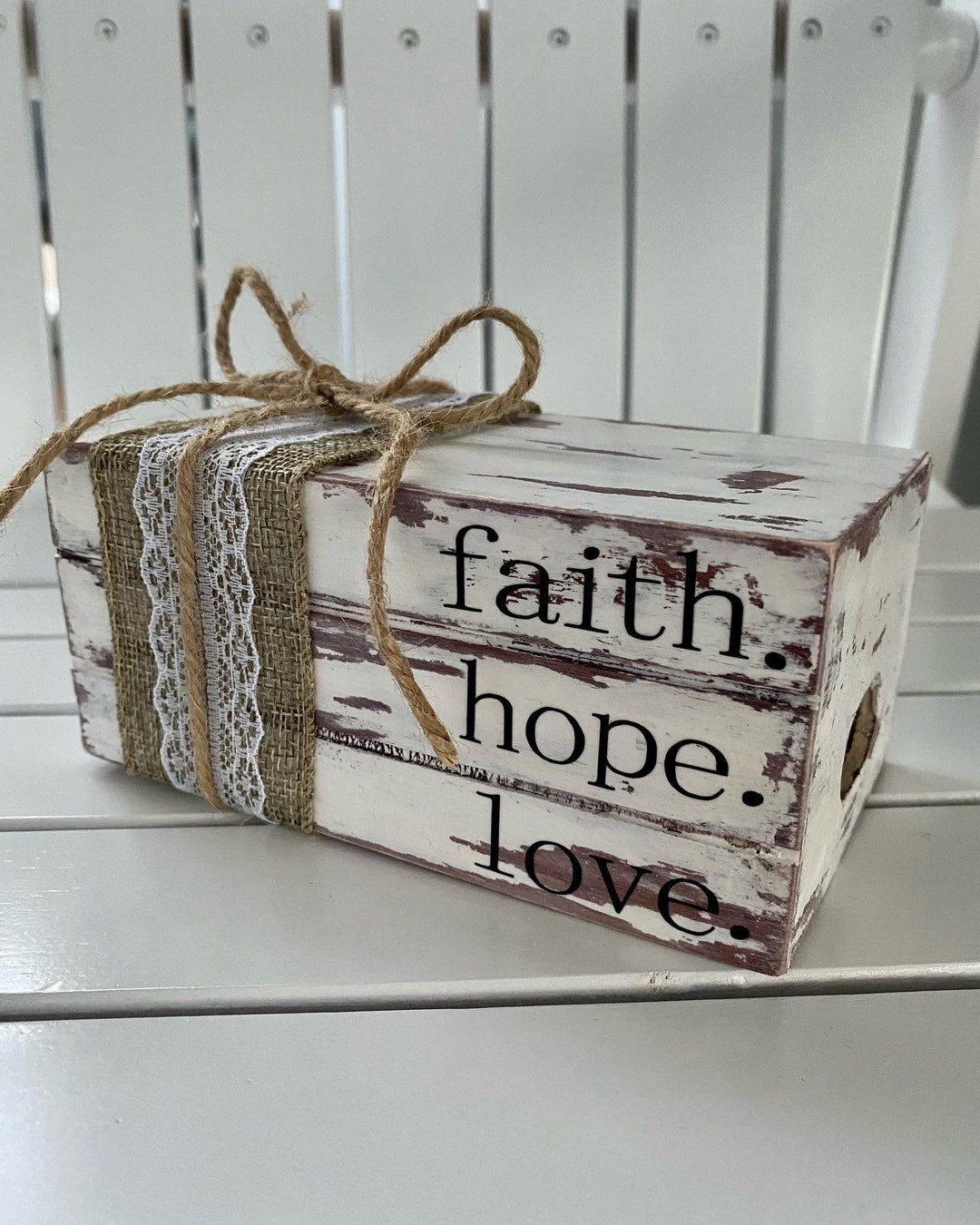 Book Stack Faith Hope Love Rustic Farmhouse Decor Wood Display Gift - Etsy