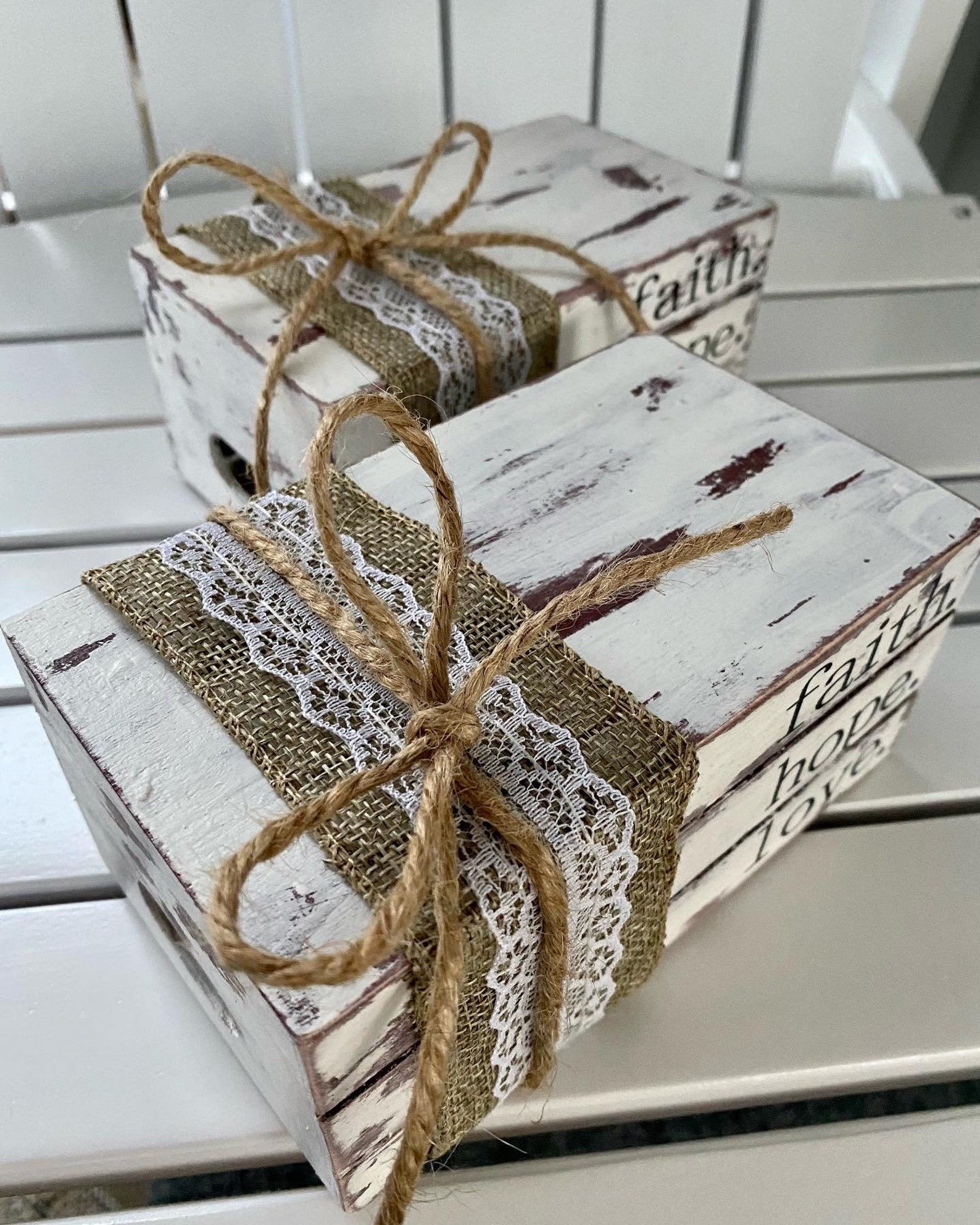 Book Stack Faith Hope Love Rustic Farmhouse Decor Wood Display Gift - Etsy