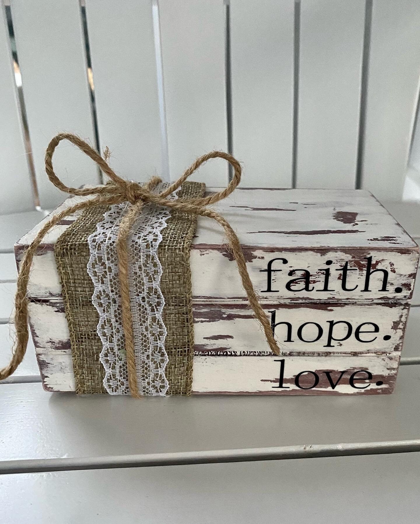 Book Stack Faith Hope Love Rustic Farmhouse Decor Wood Display Gift - Etsy