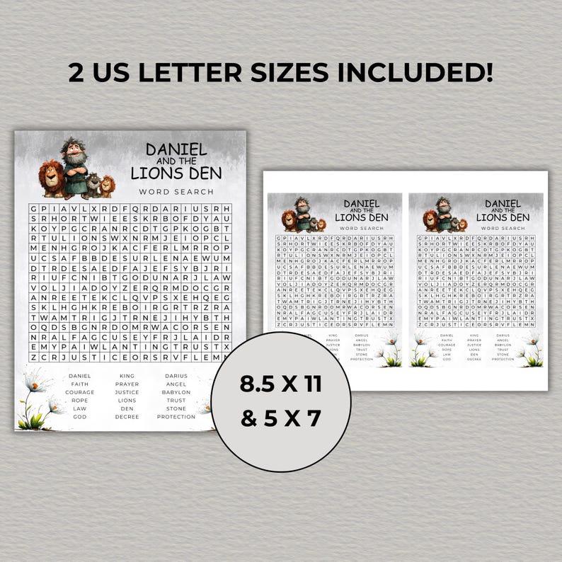 Daniel and the Lions Den Printables | Bible Word Search Printable for ...