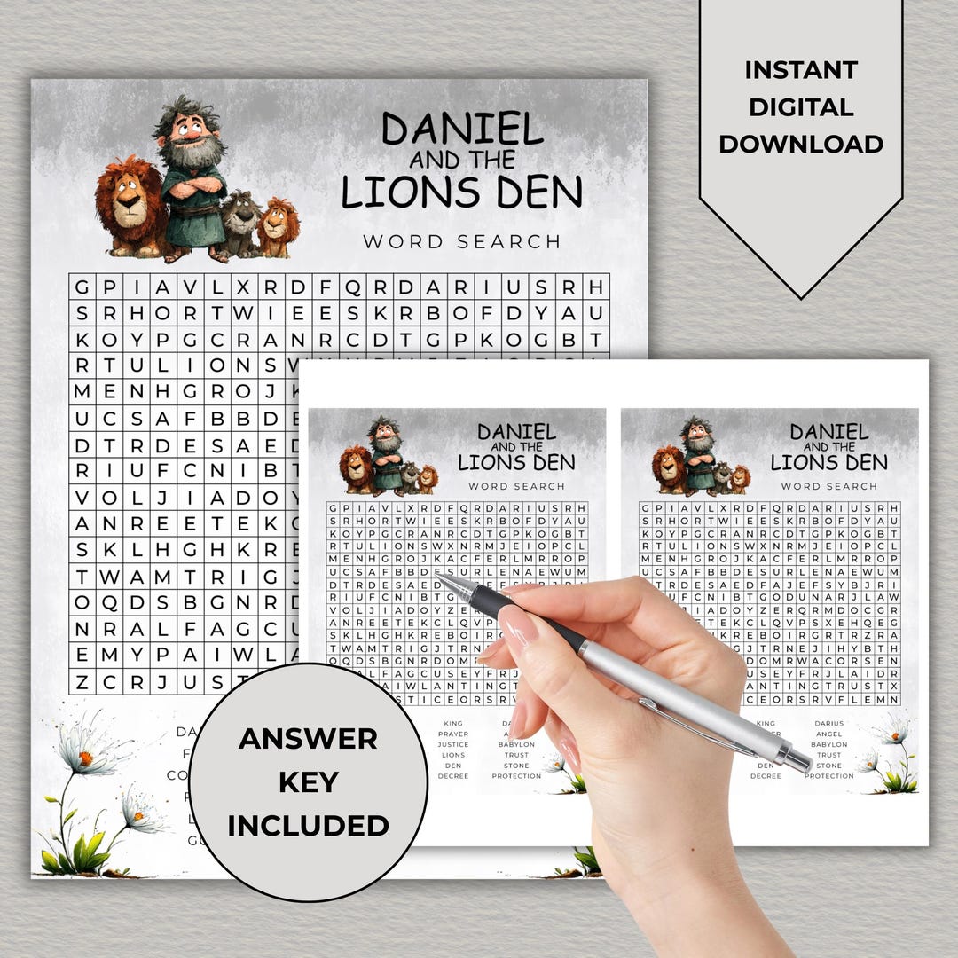Daniel and the Lions Den Printables | Bible Word Search Printable for ...