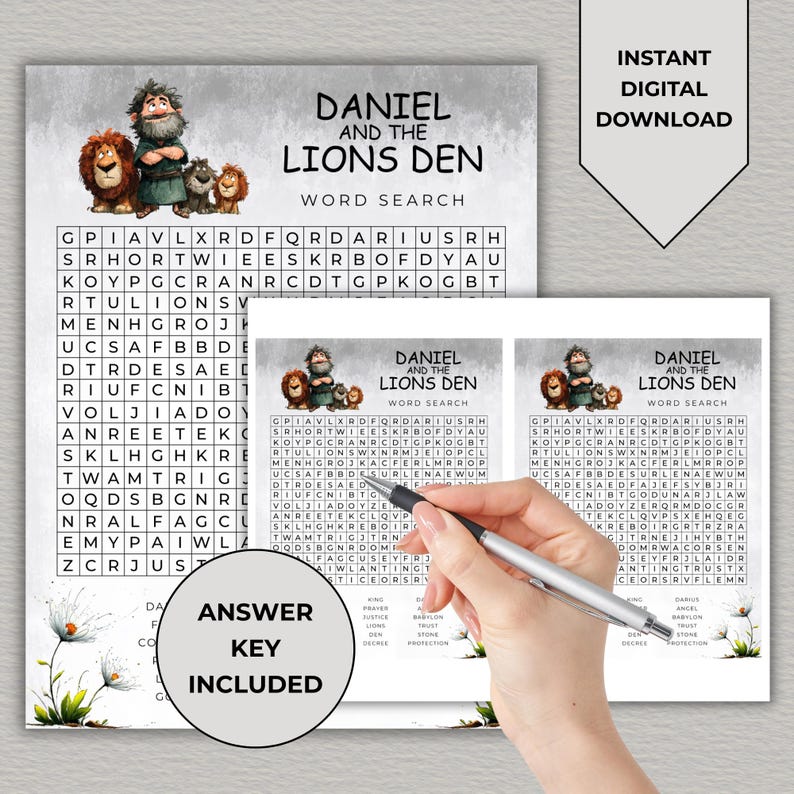 Daniel and the Lions Den Printables | Bible Word Search Printable for ...
