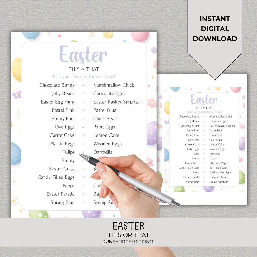 Easter This or That Party Game | Easter Themed Activity for Kids ...