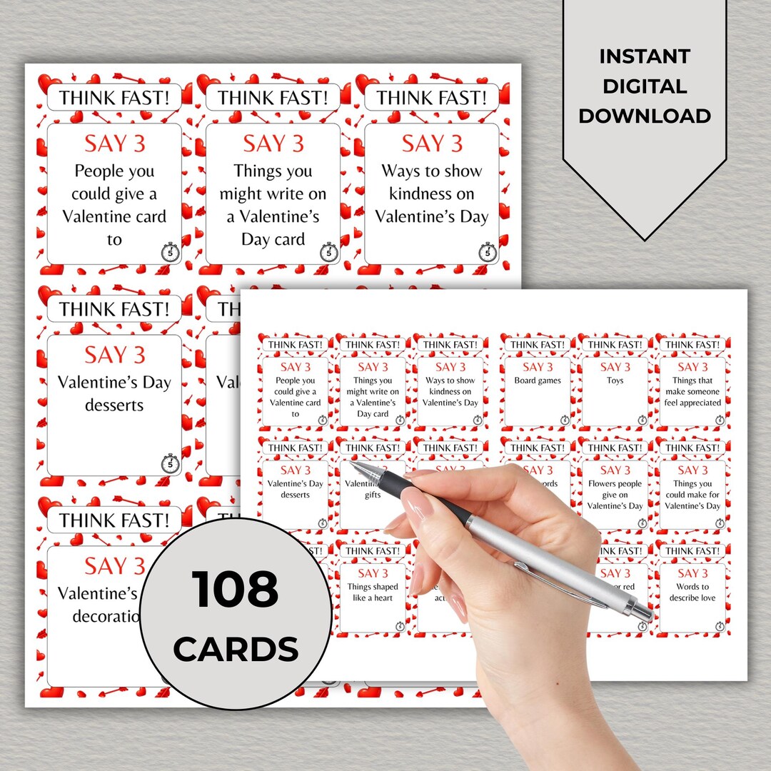 Valentine's Day Game Cards | Printable Valentines Activity for Family ...