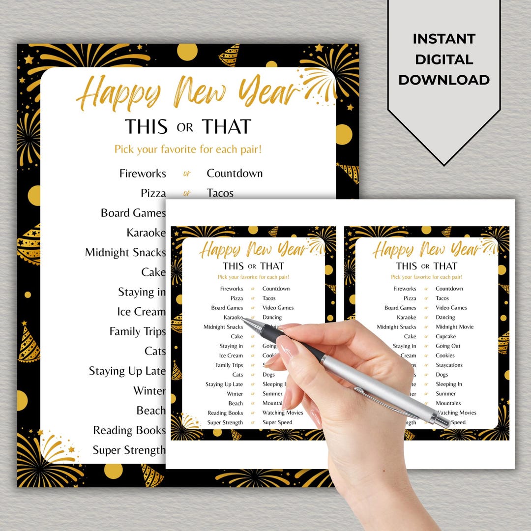 New Years Icebreaker Game Printable | Fun New Years Eve Game for Family ...