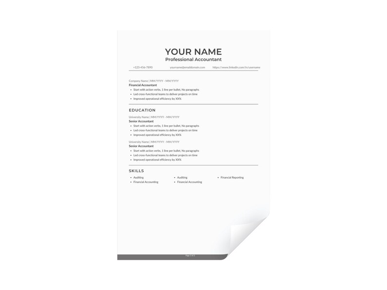 2 Page ATS Resume Template 2026 | Editable Professional Resume in Canva ...